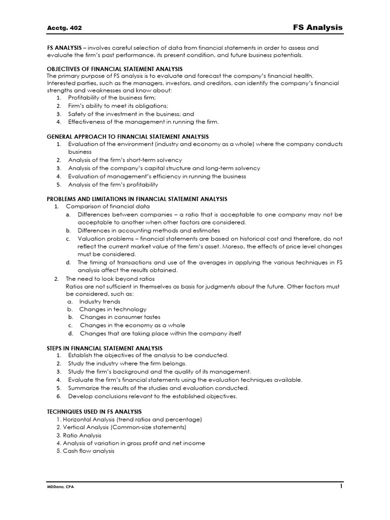 Fs Analysis | PDF | Financial Statement Analysis | Investing