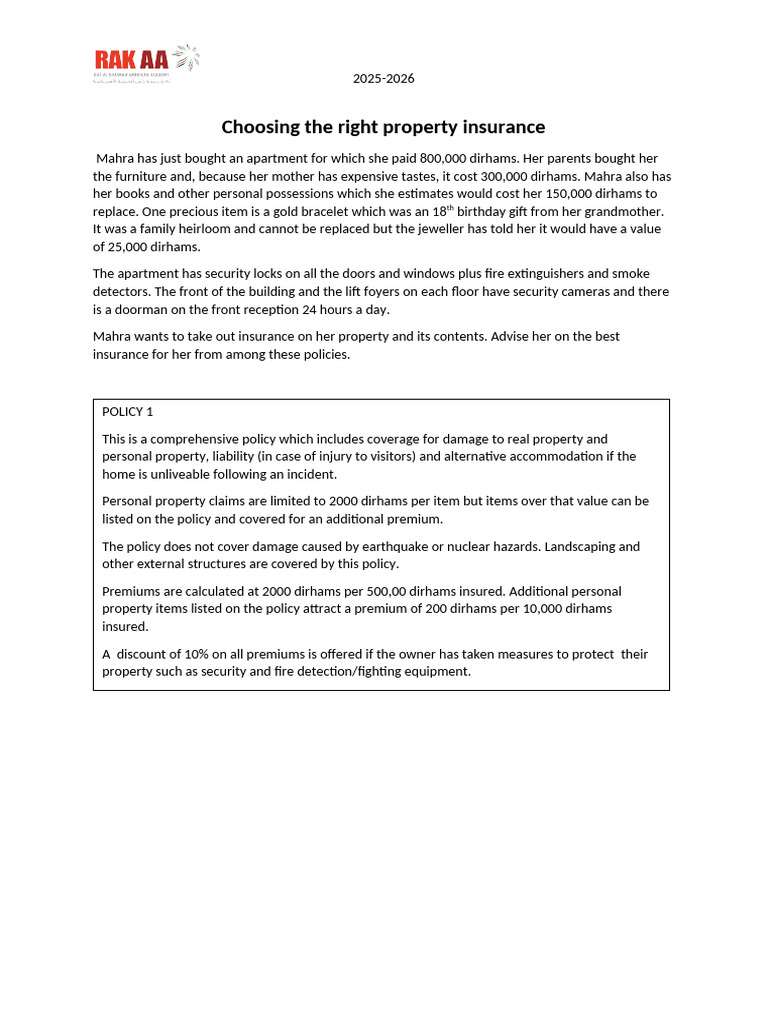 Choosing the Right Property Insurance Answers | PDF | Insurance ...