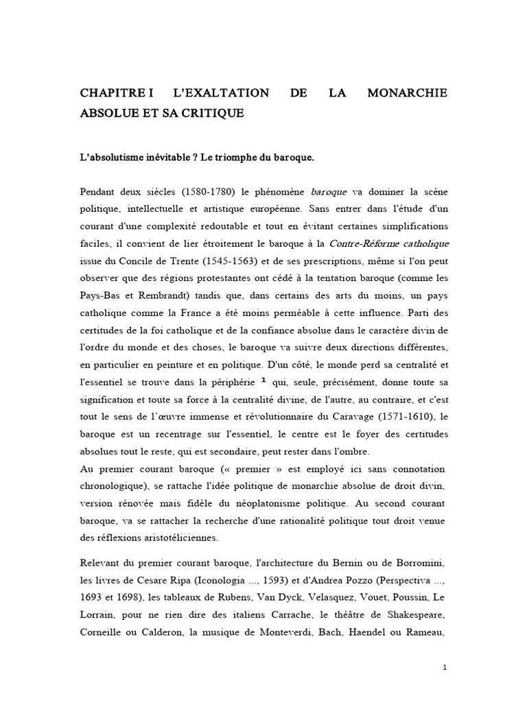 Monarchie Absolue et Baroque en Europe | PDF | Souveraineté | Monarchie