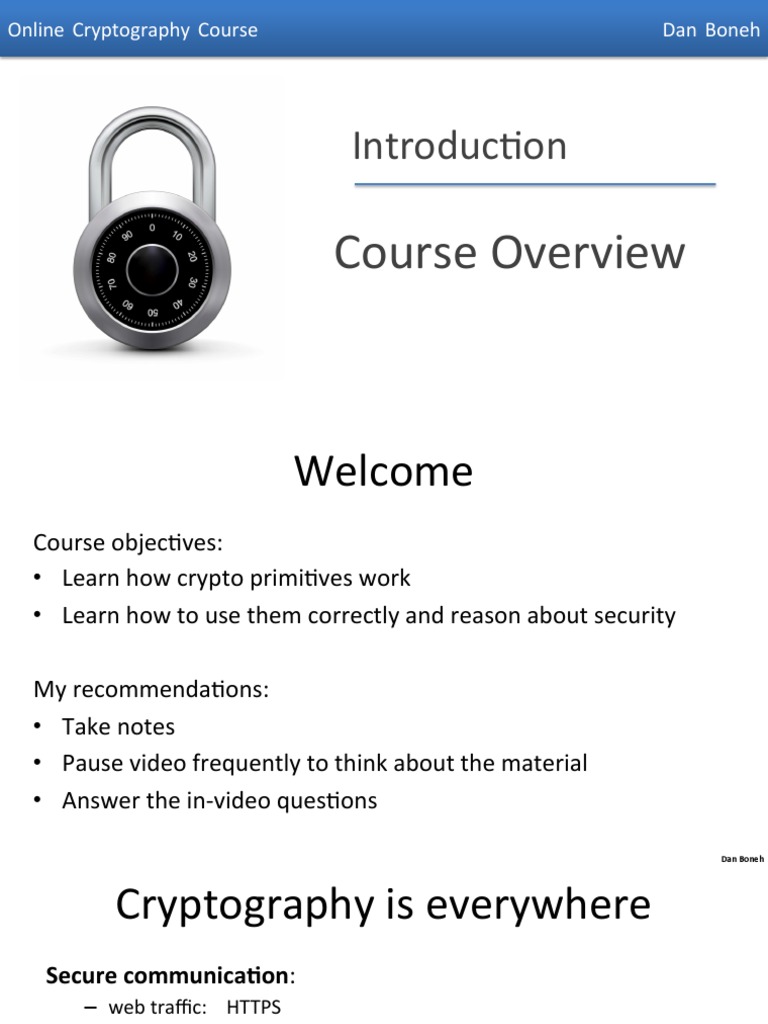 Online Cryptography Course Overview | PDF | Key (Cryptography ...