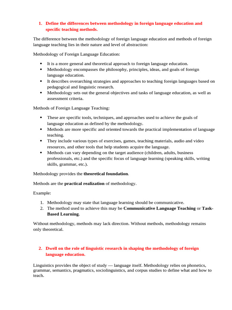 Theoretical Questions. MFLE | PDF | Language Education | Learning