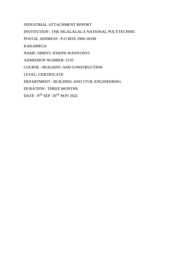 building and constructionINDUSTRIAL ATTACHMENT REPORT | PDF ...