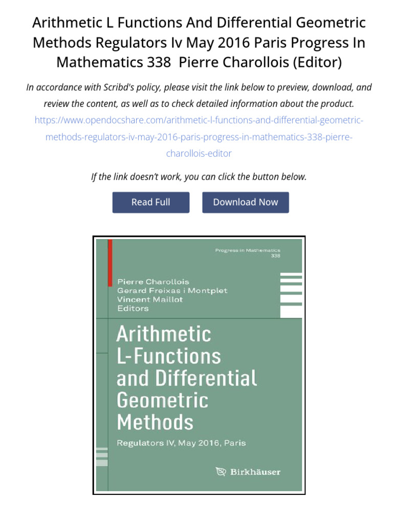 Arithmetic L Functions and Differential Geometric Methods Regulators IV ...