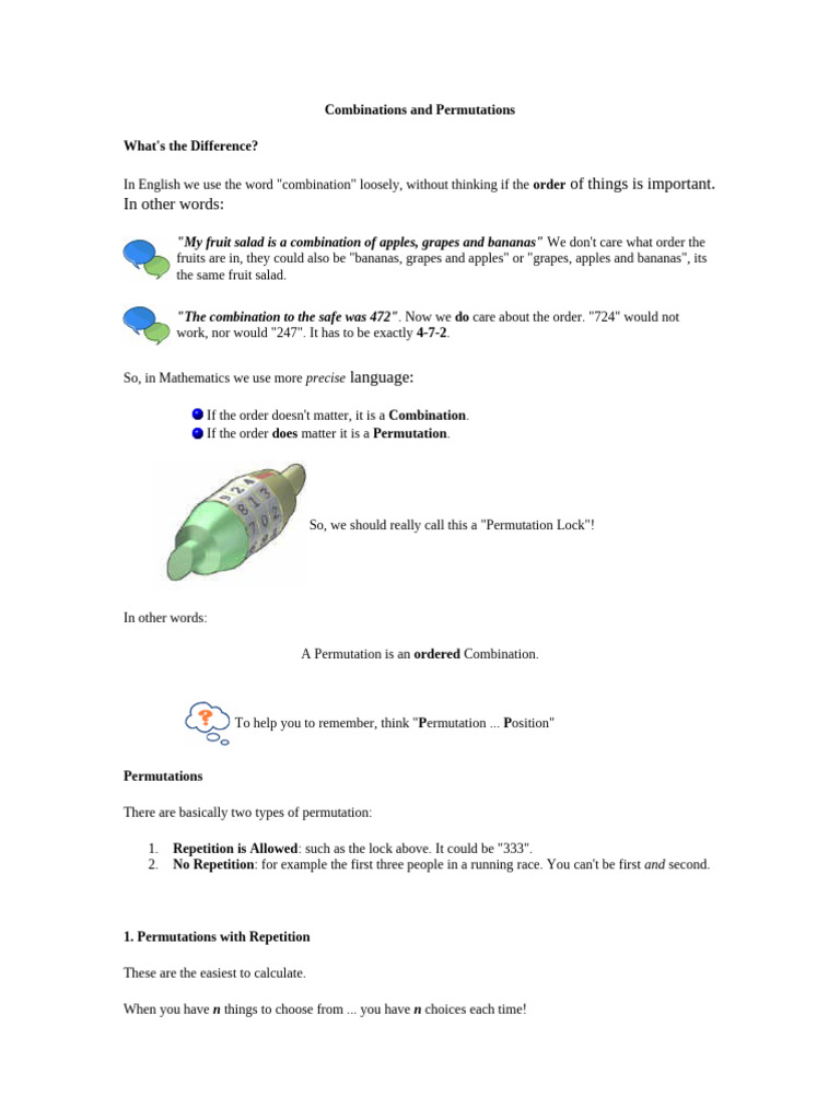 Combinations and Permutations | PDF | Combinatorics | Number Theory