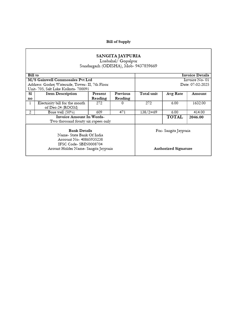 Bill | PDF | Business Documents | Accounting