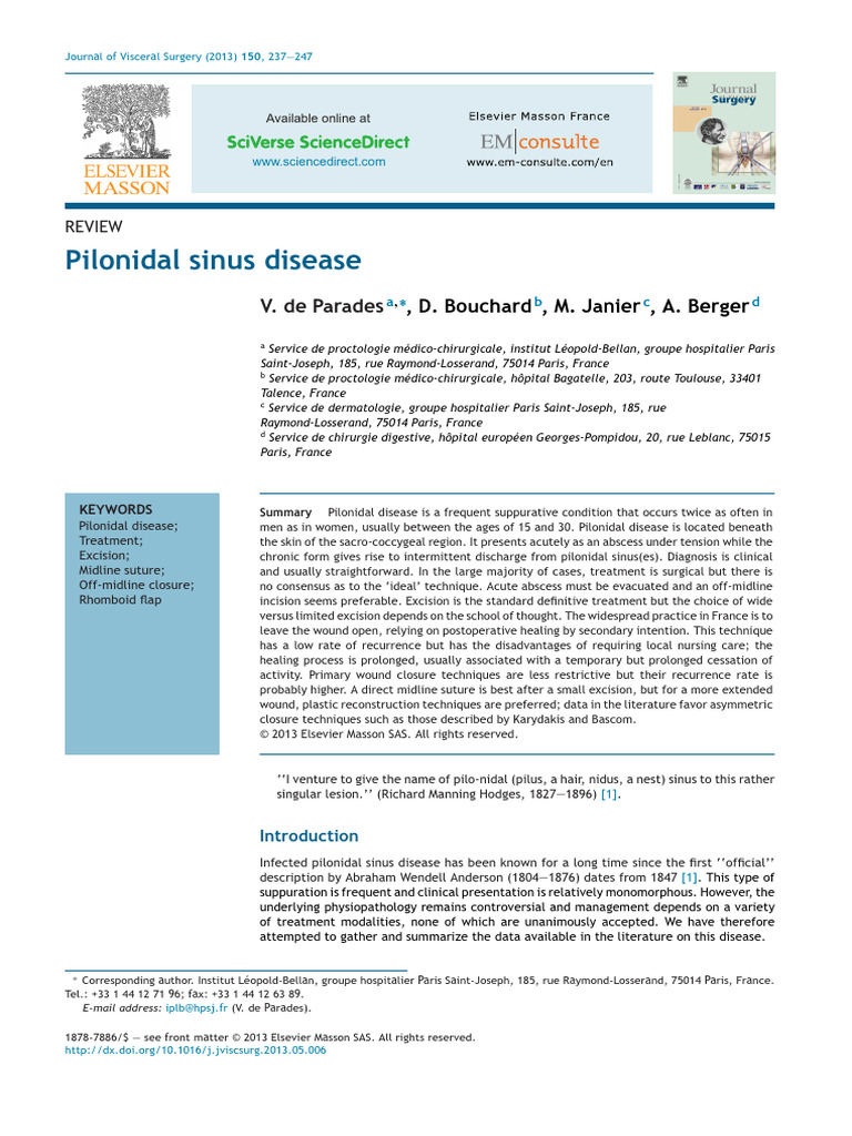 Pilonidal Sinus Article | PDF | Wound | Surgery