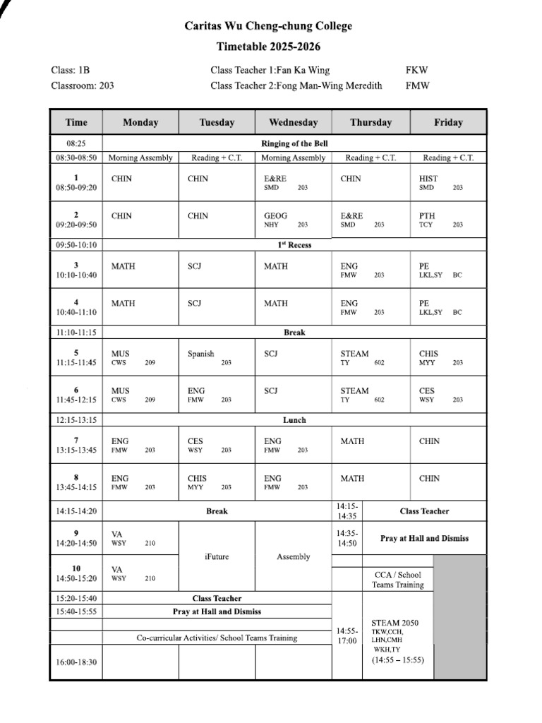 1B Timetable | PDF