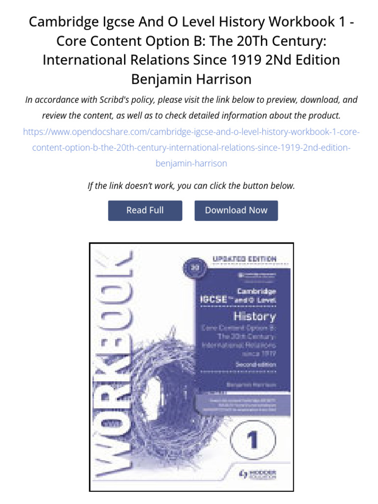 Cambridge IGCSE and O Level History Workbook 1 - Core Content Option B ...