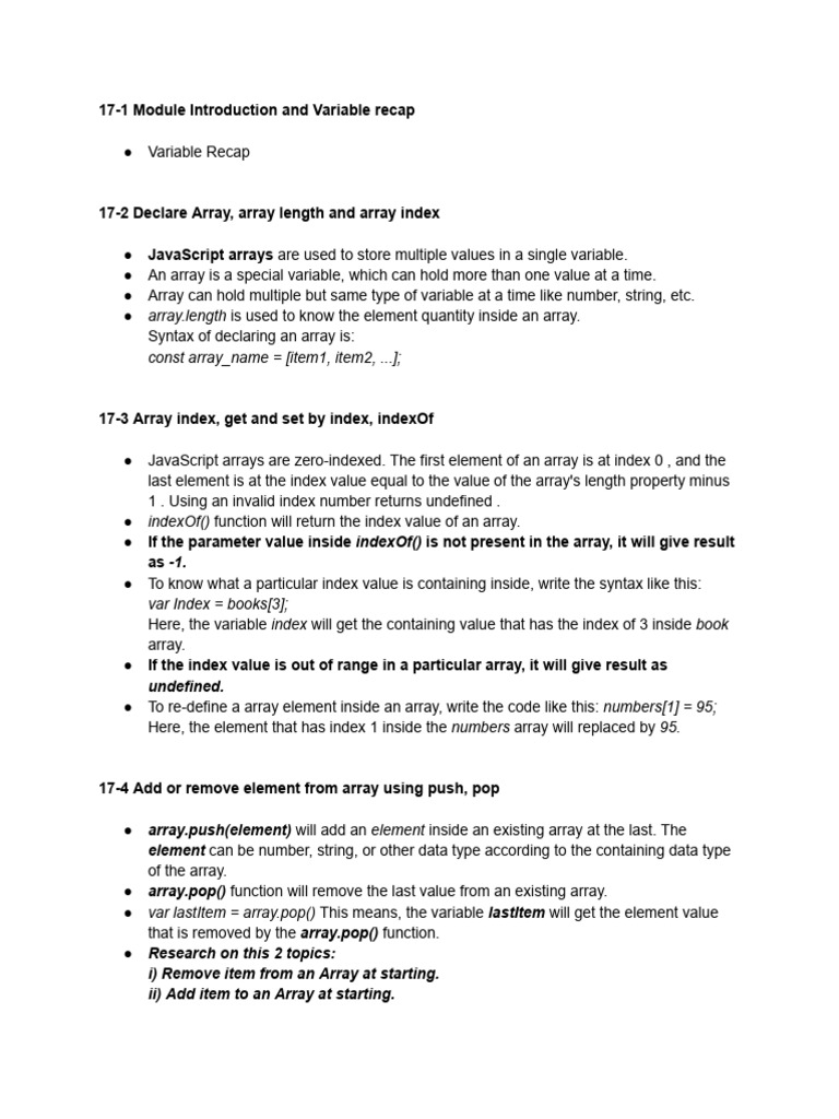 Fundamental Concepts Array and Conditionals | PDF | Variable (Computer ...