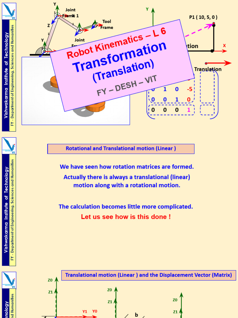 Robot Kinematics _lecture 6 (1) | PDF | Rotation | Linear Map