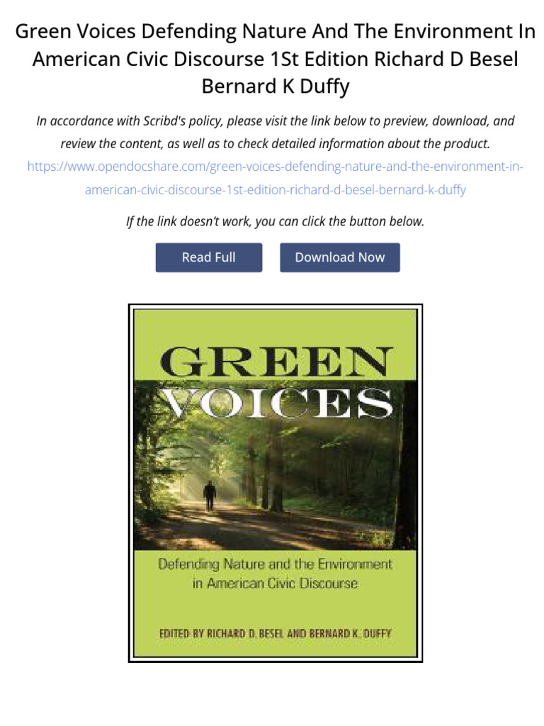 Green Voices Defending Nature and the Environment in American Civic ...
