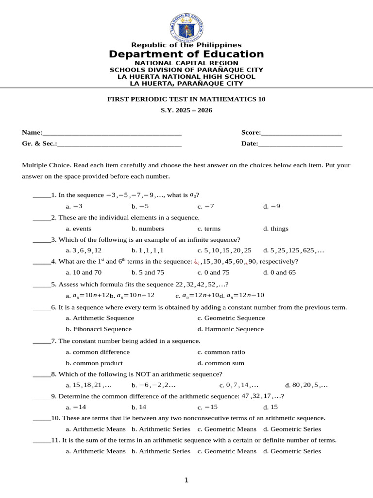 1st PT | PDF | Factorization | Elementary Mathematics