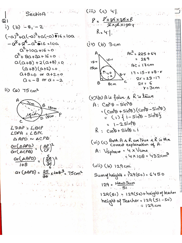 maths mcq for icse class X | PDF