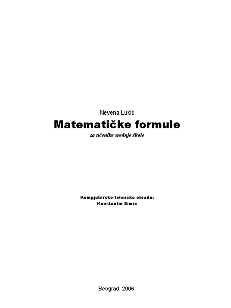 Matematika, Formule | PDF | Ordinateurs | Technologie et ingénierie
