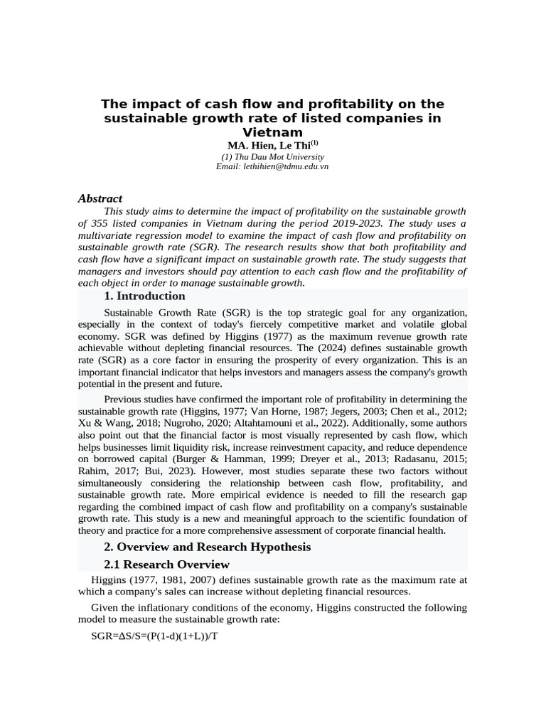 MA. Hien, Le Thi -The Impact of Cash Flow and Profitability on the ...