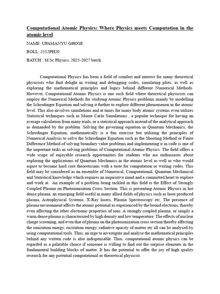 Computational Atomic Physics | PDF | Plasma (Physics) | Physics