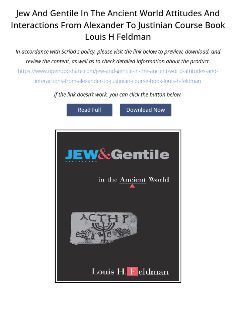 Jew And Gentile In The Ancient World Attitudes And Interactions From ...