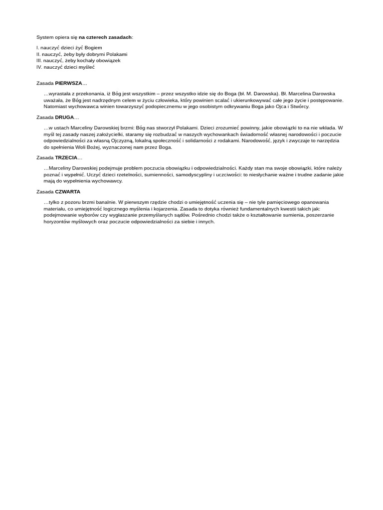 4 Zasady Marceliny Darowskiej | PDF