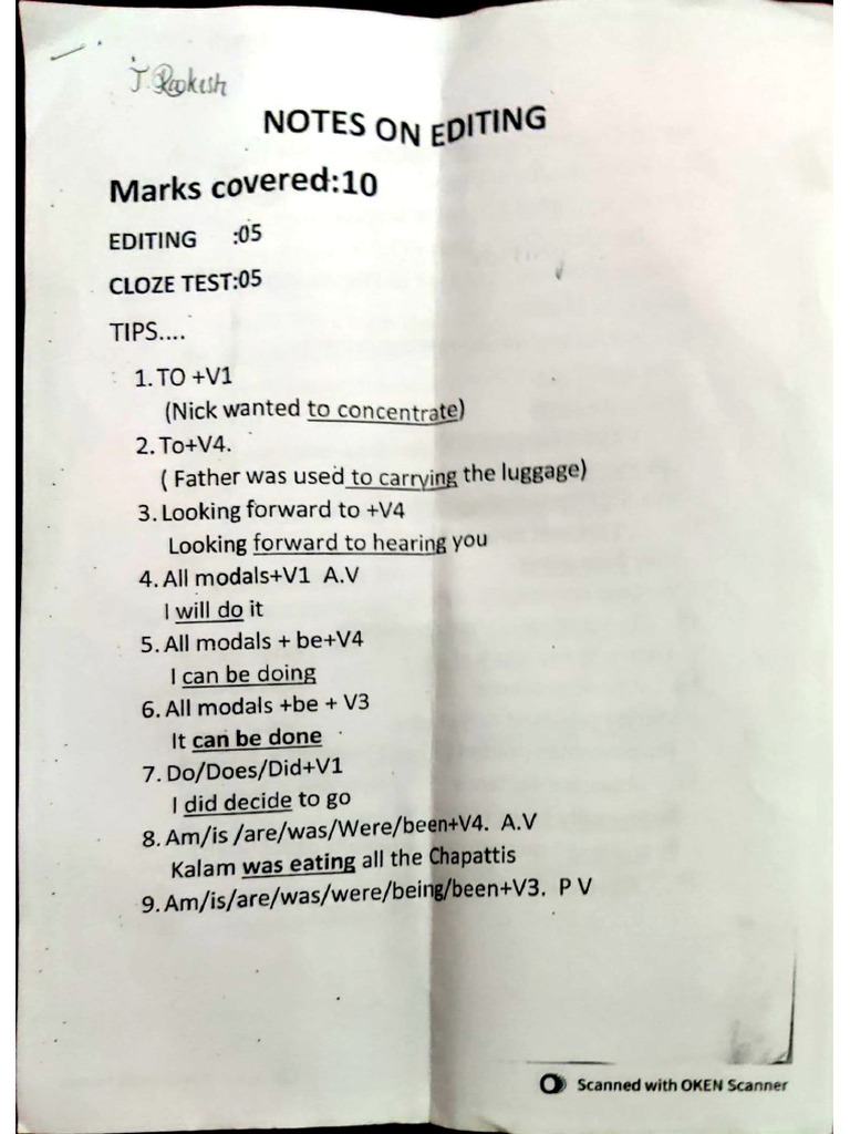 10th Class Editing Tips | PDF