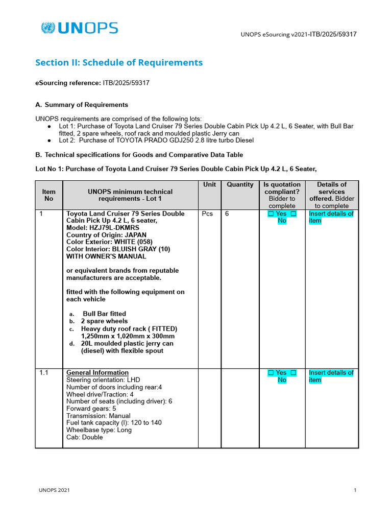 ITB 2025 59317 ITB Section II Schedule of Requirements.docx | PDF ...