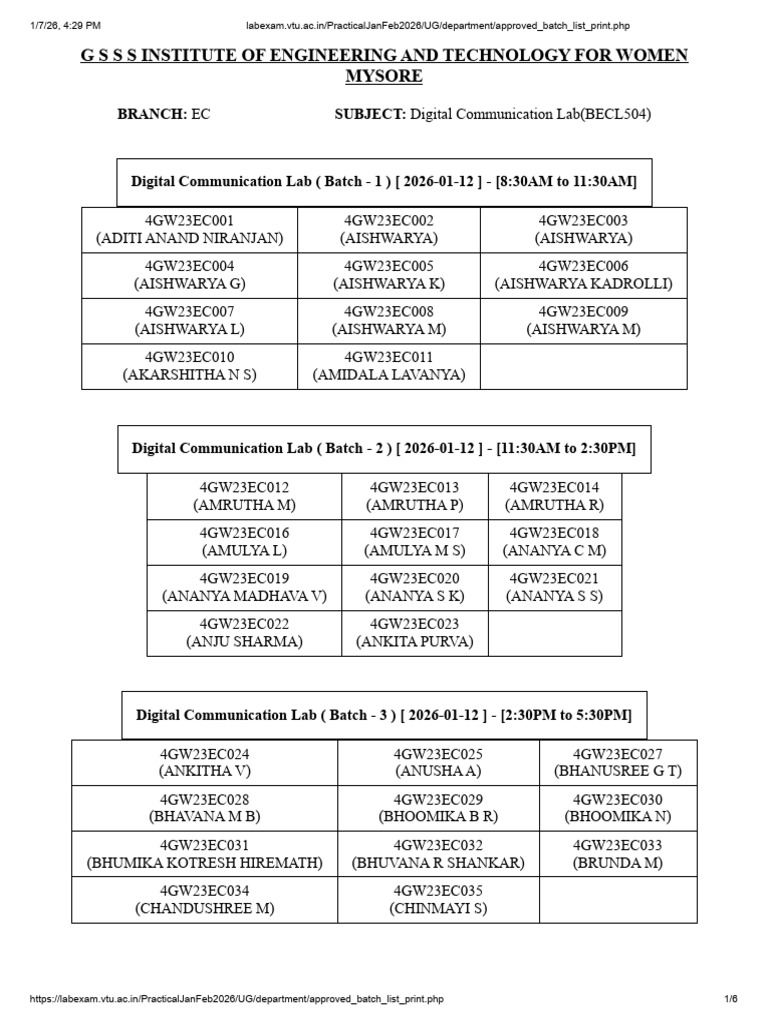 V SEM LAB_Digital Communication Lab(BECL504) | PDF