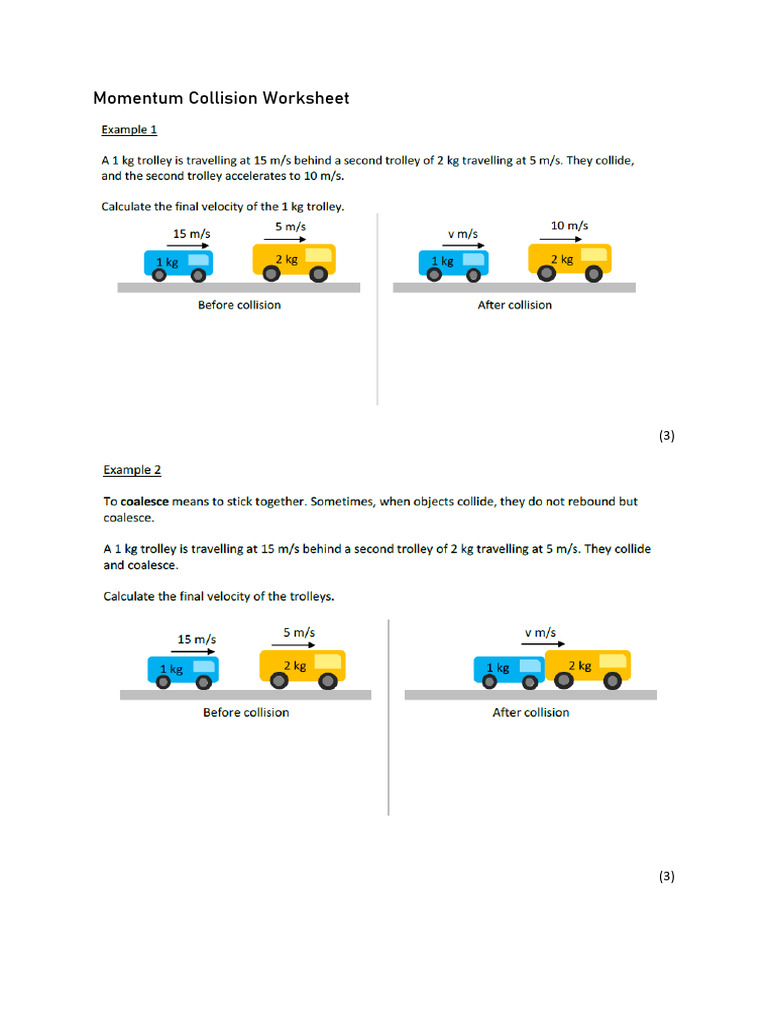 Momentum Collision Worksheet | PDF
