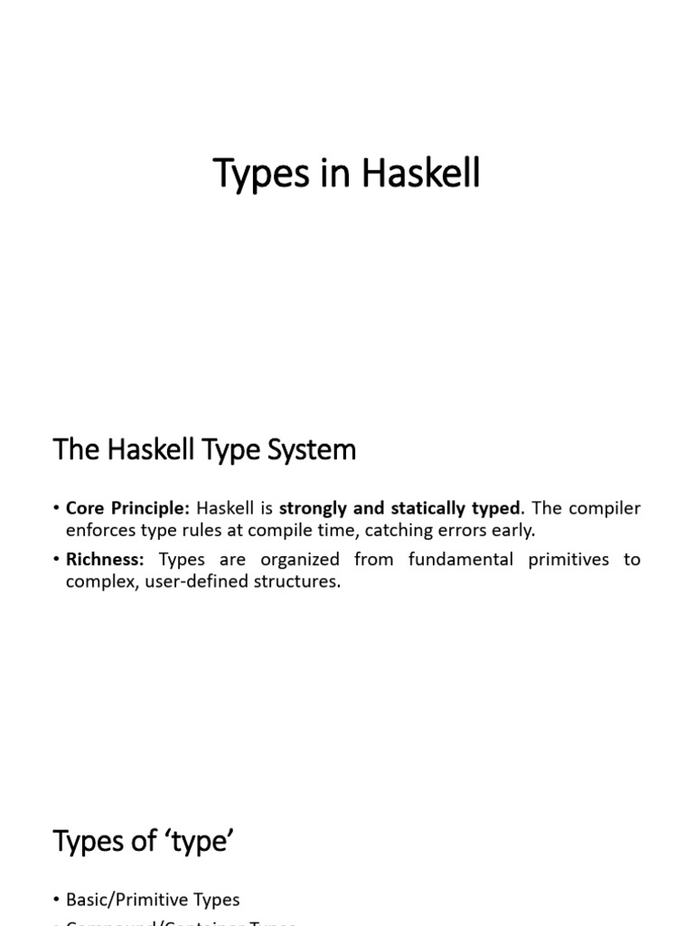 Haskell Type System Overview | PDF | Data Type | Parameter (Computer ...