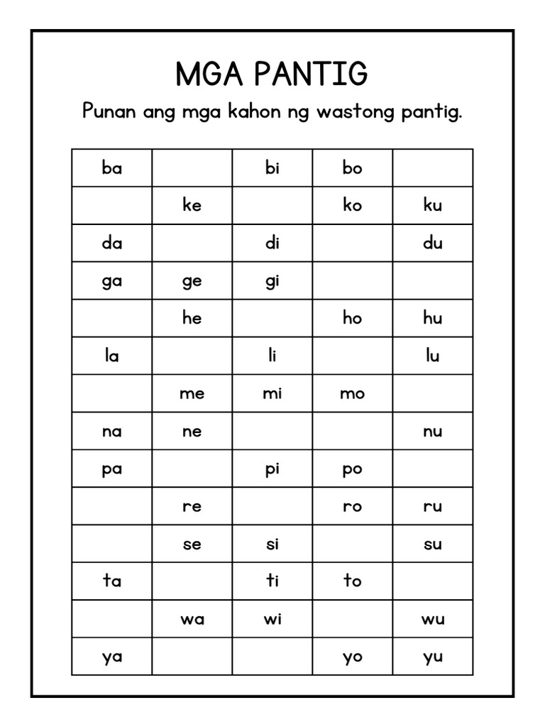 Mga Pantig Worksheet-2 | PDF