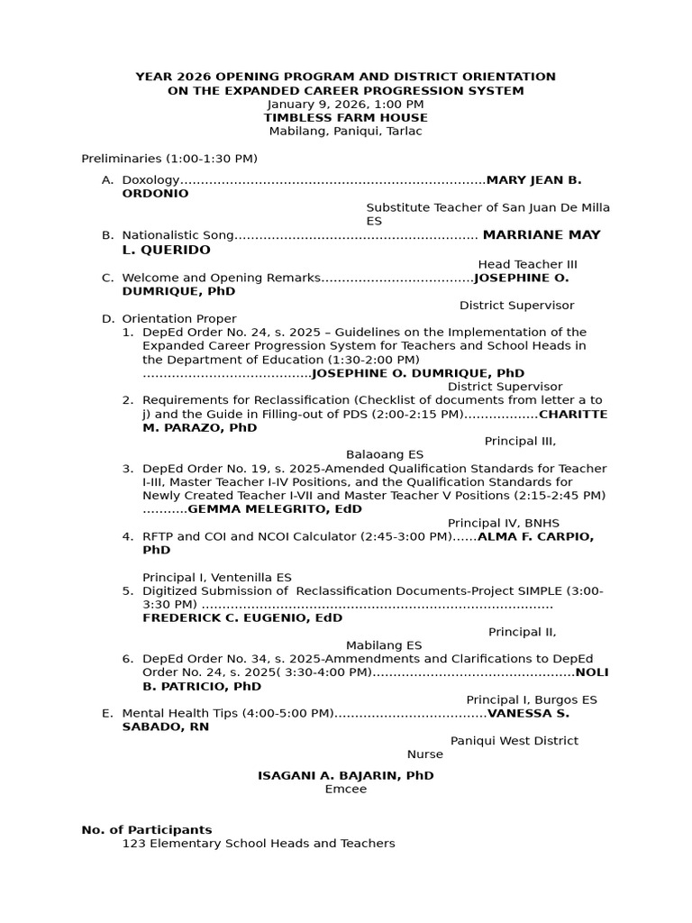 2026 Career Progression Orientation | PDF