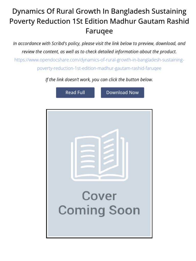 Dynamics of Rural Growth in Bangladesh Sustaining Poverty Reduction 1st ...