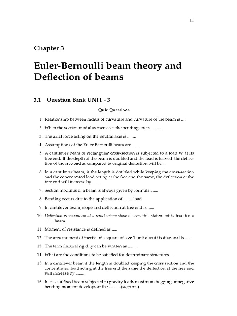 QB-Unit-3 | PDF | Beam (Structure) | Bending