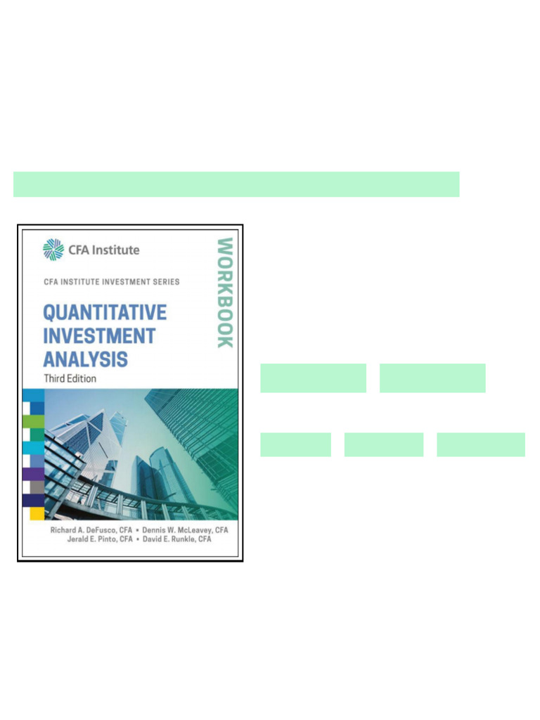 Quantitative Investment Analysis Workbook 3rd Edition full | PDF