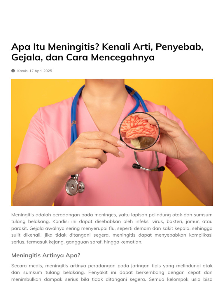 Meningitis: Penyebab, Gejala, dan Pencegahan | PDF