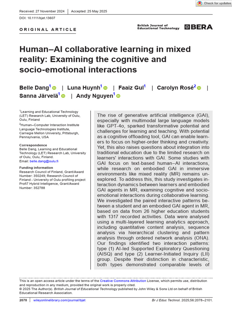 2025 - Dang - Human AI Collaborative Learning in Mixed Reality ...