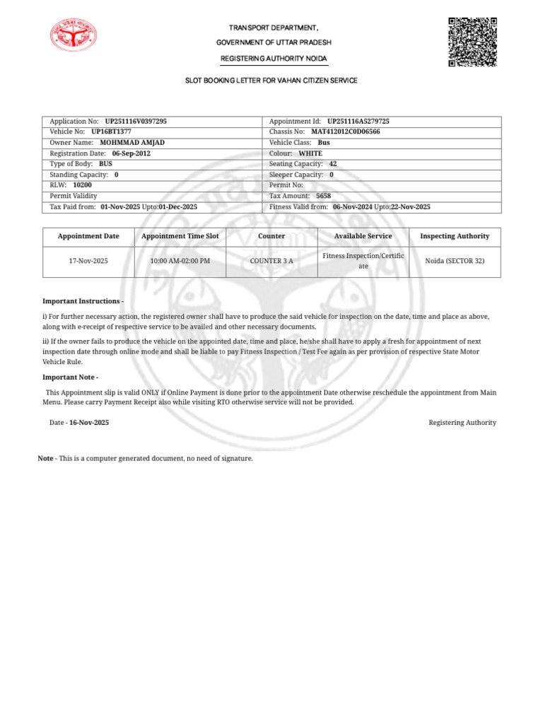 Uidai appointment letter | PDF | Transport