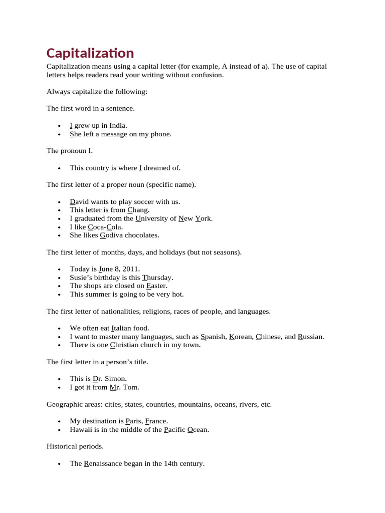 Capitalization | PDF