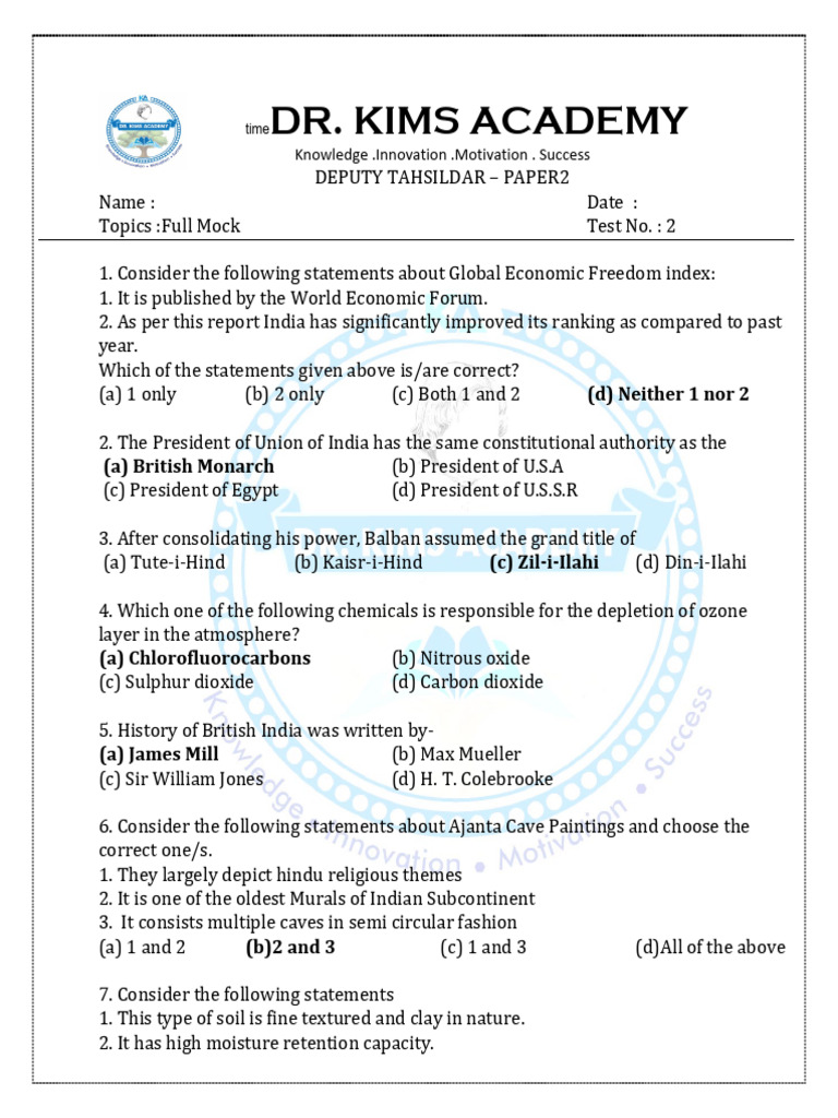 11. Full Mock -3- Paper 2 - Answer Key | PDF | Conservatism | Kingdom Of Prussia