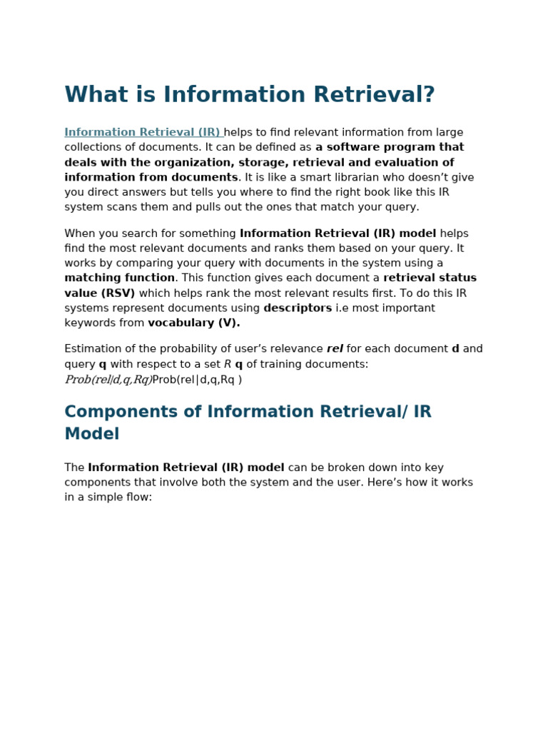 What is Information Retrieval (1) | PDF | Search Engine Indexing ...
