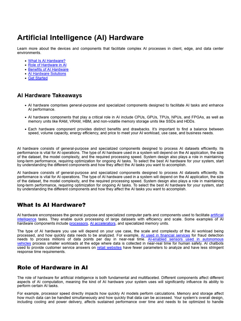 Understanding AI Hardware Components | PDF | Computer Data Storage ...