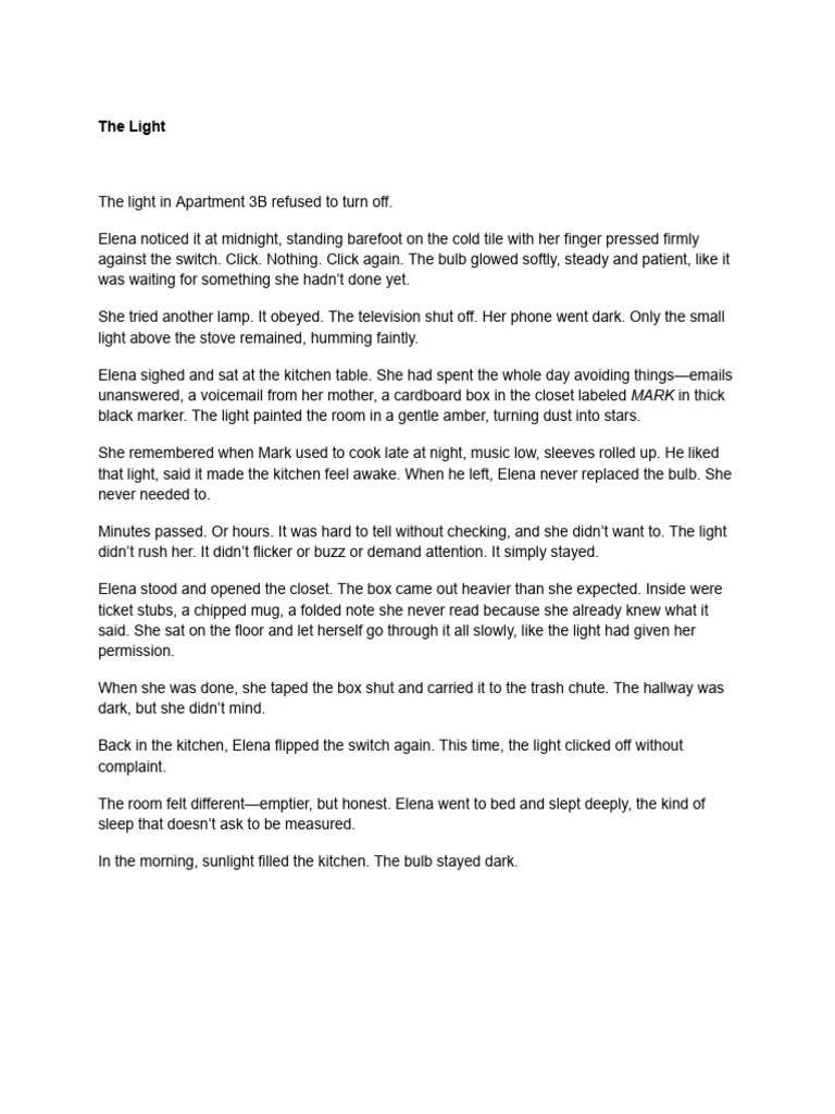 The Light in Apartment 3B | PDF