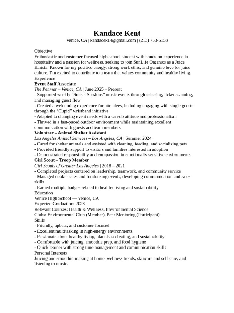 Kandace Kent Resume SunLife TemplateStyle | PDF