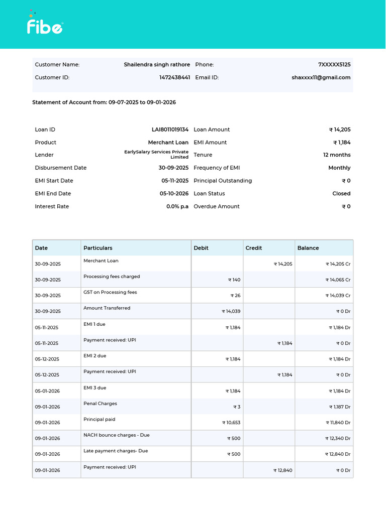 ES_LoanStatement_09_07_2025-09_01_2026 | PDF | Banks | Loans