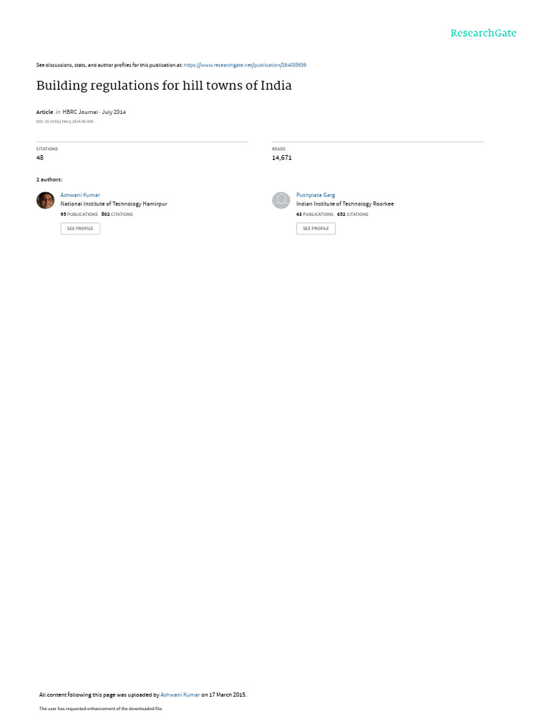 Building Regulations for Hill Towns of India | PDF | Building Code | Himalayas