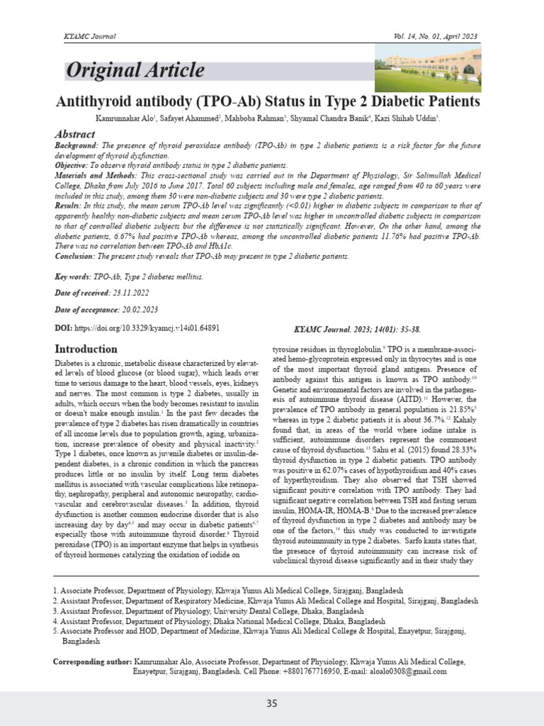 TPO-Ab in Type 2 Diabetes Patients | PDF | Endocrinology | Endocrine