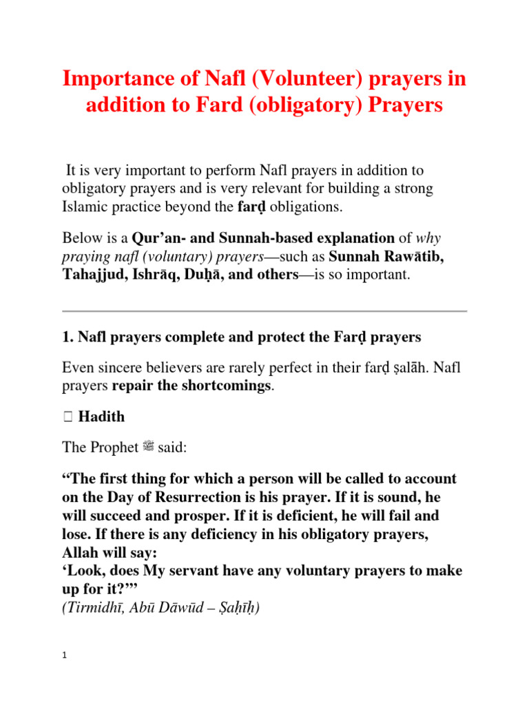Benefits of Nafl Prayers in Islam | PDF | Islamic Jurisprudence | Prayer