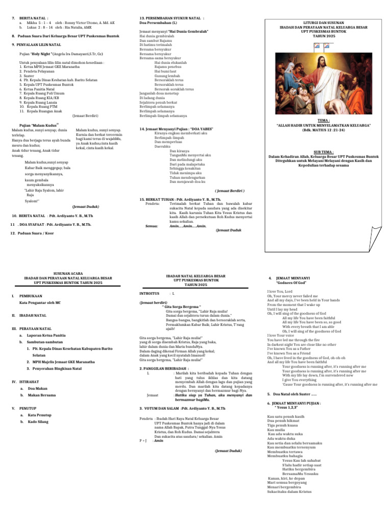 Ibadah Natal Keluarga UPT Buntok 2025 | PDF