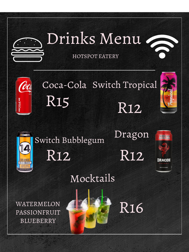 Black Modern Bar Menu | PDF