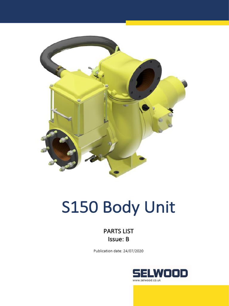 S150 Body Unit Parts List Guide | PDF | Pump | Screw