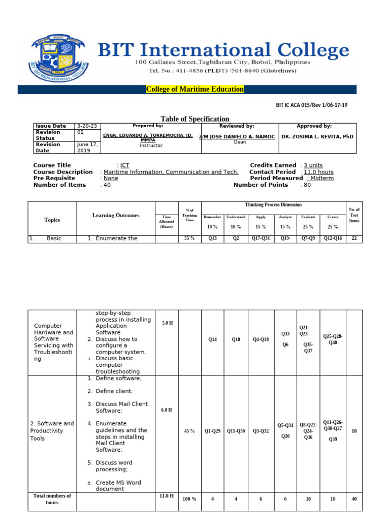 Ict Tos Midterm | PDF | Computing