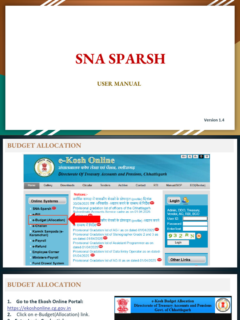 SNA SPARSH Budget Allocation Guide | PDF